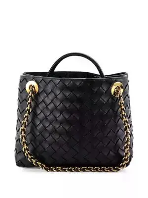 Bottega Veneta Andiamo Chain Top Handle Bag Intrecciato Nappa Small Satchel - Black