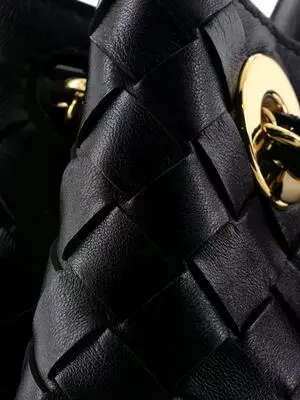 Bottega Veneta Andiamo Chain Top Handle Bag Intrecciato Nappa Small Satchel - Black