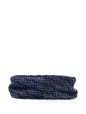 Fendi O'lock Zip Shoulder Bag Zucca Chenille Hobo Bag - Blue