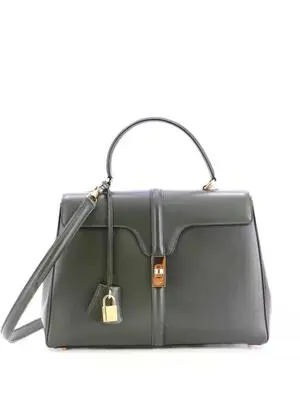 Celine 16 Top Handle Bag In Smooth Calfskin - Green