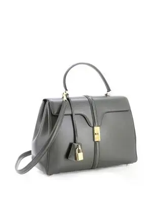 Celine 16 Top Handle Bag In Smooth Calfskin - Green