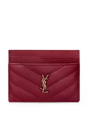 Saint Laurent Cassandre Quilted Card Holder - Red