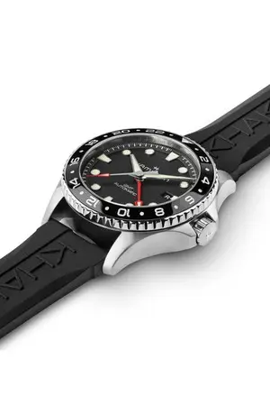 Hamilton Khaki Navy Gmt Automatic Watch With Rubber Strap