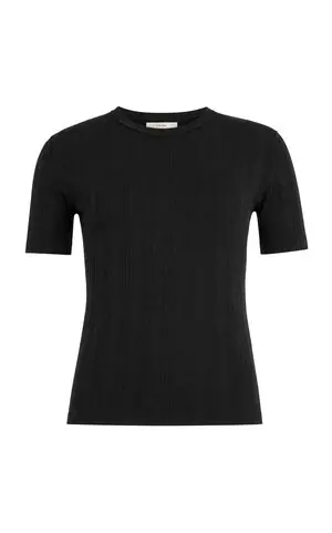 THE ROW Etina Ribbed Cotton T-shirt - Black