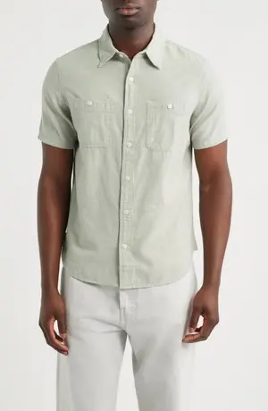 Ag Mason Classic Fit Short Sleeve Button-up Work Shirt - Faded Moss