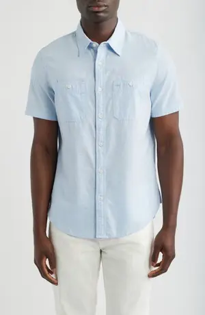 Ag Mason Classic Fit Short Sleeve Button-up Work Shirt - Fresh Blue