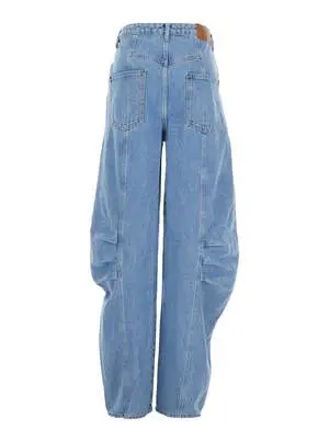 ROTATE BY BIRGER CHRISTENSEN Light Wash Denim Jeans With Central Stitching And Back Logo Patch - Multicolor