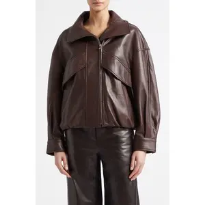 Nour Hammour Roland Sculpted Leather Bomber Jacket