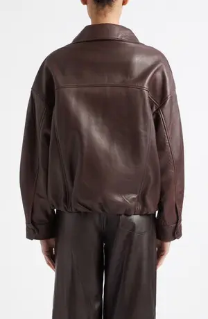 Nour Hammour Roland Sculpted Leather Bomber Jacket