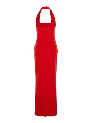 Solace London Ilona Long Dress In Twill - Red