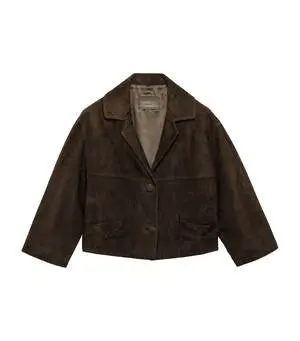 Prada Lamb Suede Cropped Jacket - Green