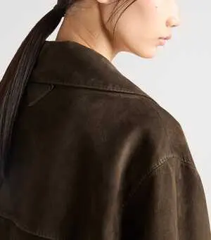 Prada Lamb Suede Cropped Jacket - Green