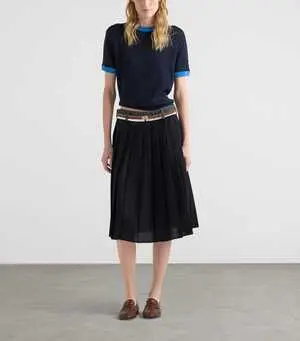 Prada Wool Fleece Pleated Midi Skirt