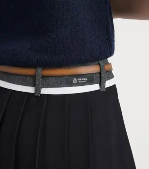 Prada Wool Fleece Pleated Midi Skirt