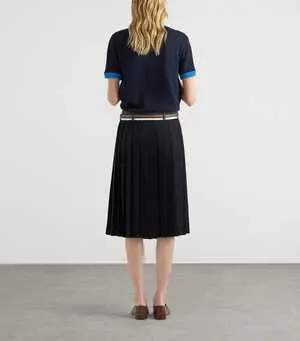 Prada Wool Fleece Pleated Midi Skirt