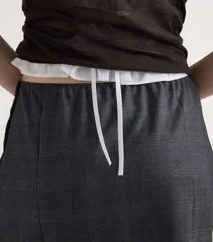 Prada Wool Check Midi Skirt
