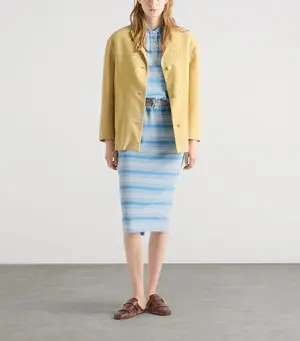 Prada Cotton Piqué Stripe Midi Skirt - Turquoise
