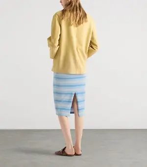 Prada Cotton Piqué Stripe Midi Skirt - Turquoise