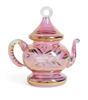 ARTIFACTUALLY Glass Teapot Tree Decoration - Pink