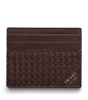 Prada Leather Woven Card Holder