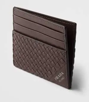Prada Leather Woven Card Holder