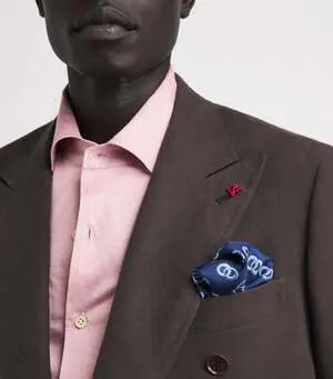 Isaia Silk Printed Pocket Square