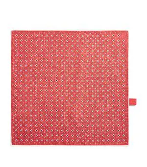 Isaia Geometric Print Pocket Square - Blue