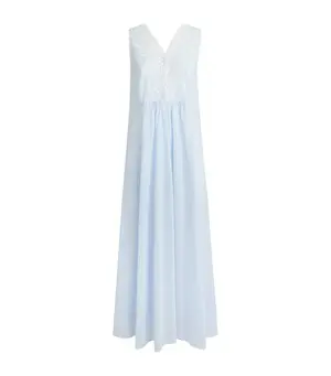 BOCAN Cotton Lace-trim Yasmine Nightdress - Blue