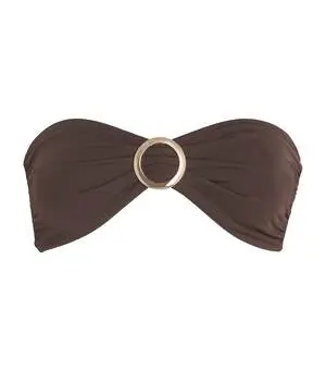 AWAY THAT DAY Strapless Cayman Bikini Top With Gold-tone Hardware - Brown