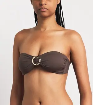 AWAY THAT DAY Strapless Bikini Top With Gold-tone Hardware - Brown