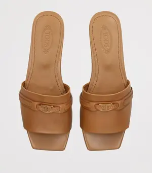 TOD'S Leather Sandals With T Logo Detail
