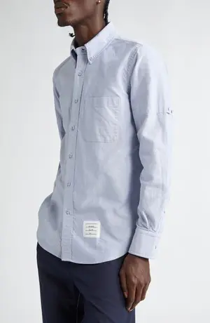 Thom Browne Straight Fit Cotton Oxford Button-down Shirt