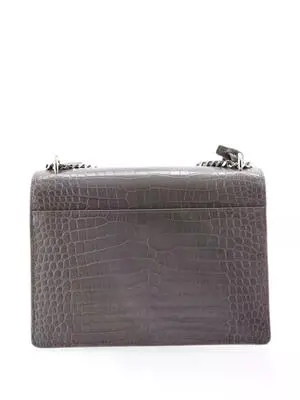 Saint Laurent Medium Croc Effect Leather Bag - Grey