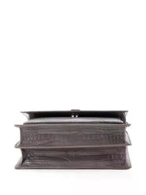 Saint Laurent Medium Croc Effect Leather Bag - Grey
