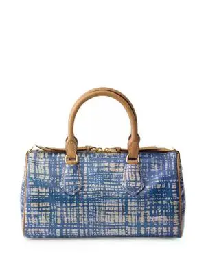 Prada Small Linen Blend And Leather Top-handle Bag