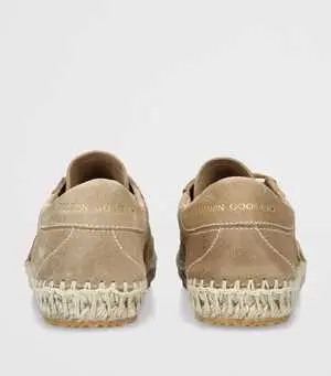 GOLDEN GOOSE Suede Low Top Sneakers With Jute-effect Sole - Beige