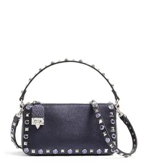Valentino Garavani Small Leather Rockstud Shoulder Bag - Blue