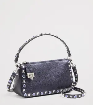 Valentino Garavani Small Leather Rockstud Shoulder Bag - Blue