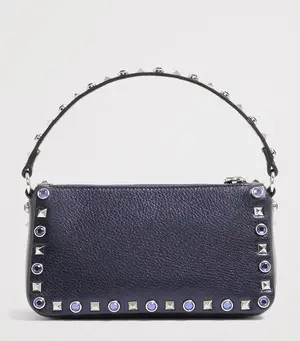 Valentino Garavani Small Leather Rockstud Shoulder Bag - Blue