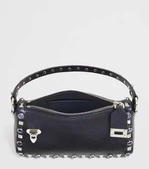 Valentino Garavani Small Leather Rockstud Shoulder Bag - Blue