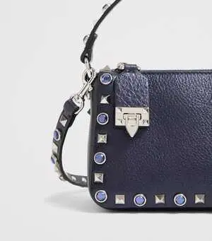 Valentino Garavani Small Leather Rockstud Shoulder Bag - Blue