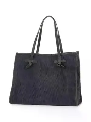 MARCELLA CLUB Ribbed-suede Shoulder Bag - Blue