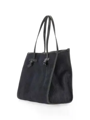 MARCELLA CLUB Ribbed-suede Shoulder Bag - Blue