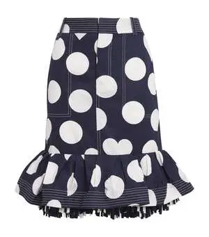Jacquemus Cotton Polka Dot Midi Skirt