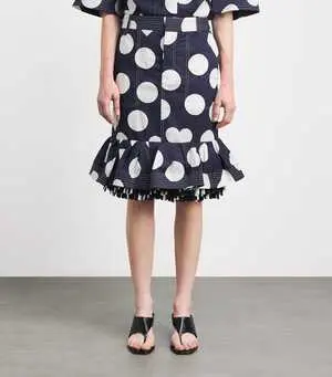 Jacquemus Cotton Polka Dot Midi Skirt