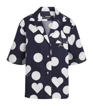 Jacquemus Cotton Polka Dot Shirt - Navy