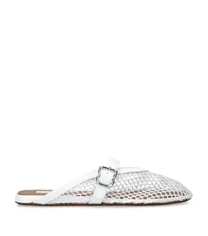 Alaïa Patent Leather Fishnet Mules - White
