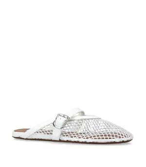 Alaïa Patent Leather Fishnet Mules - White
