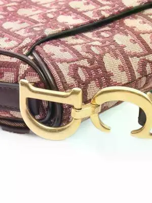 Dior Burgundy Oblique Canvas Saddle Shoulder Bag - Red