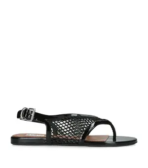 Alaïa Patent Leather Fishnet Sandals